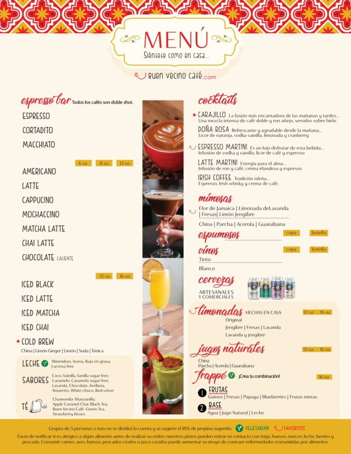 Menu - Buen Vecino Café